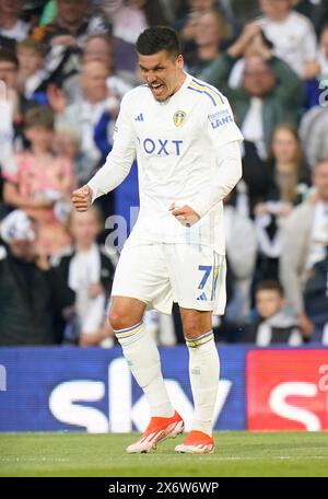 Leeds United's Joel Piroe celebrates scoring their side's seventh goal ...