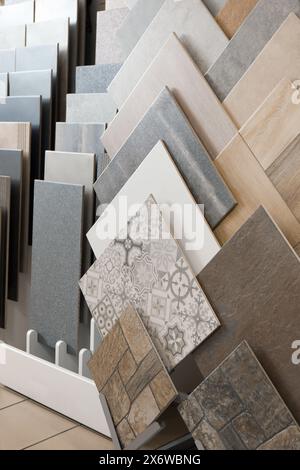 Many samples of tiles on display in store Stock Photo - Alamy