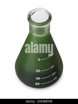 Flask with green crude oil isolated on white Stock Photo - Alamy