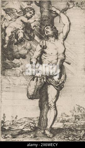 Saint Sebastian tied to tree pierced with arrows, from "Piccoli Santi ...