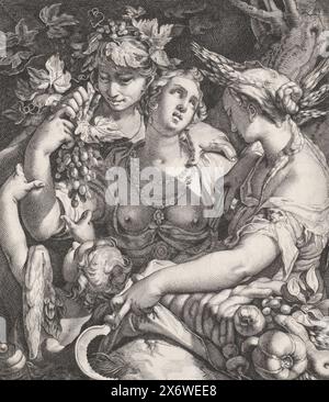 Venus, Amor, Bacchus and Ceres; Sine Cerere et Baccho Friget Venus. Round performance with busts ...