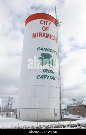 Welcome to Miramichi sign on water tower in Miramichi, New Brunswick ...