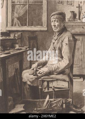 Shoemaker in his workshop, print, print maker: Felix Hendrik de Jong ...