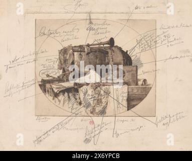 Still life with musical instruments, Henri Charles Guérard, after Jean ...