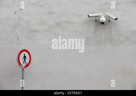 Outdoor surveillance cameras, public space, surveillance state Stock ...