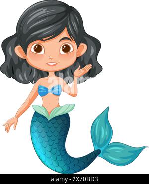 Vector illustration of a friendly mermaid greeting Stock Vector Image ...