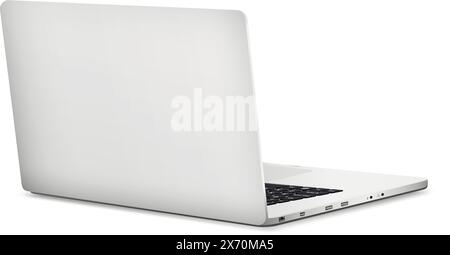 Laptop backside isolated on white background. Vector illustration Stock ...