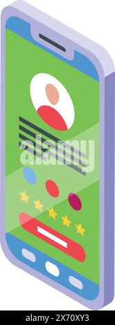 3d isometric illustration of a smartphone displaying an incoming call interface Stock Vector ...