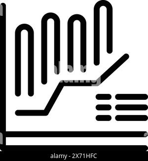 Simplified line graph chart icon with grid lines on a white background ...