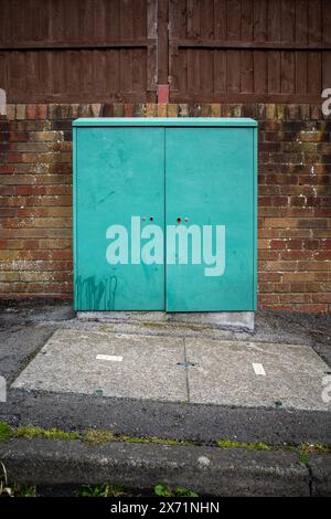 Green paint BT junction box Stock Photo - Alamy