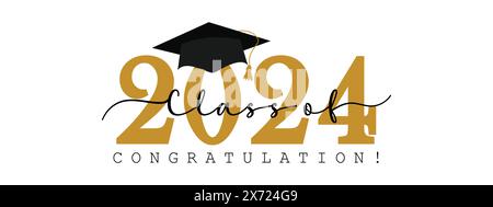 Class of 2024, word lettering script banner Congrats Graduation ...