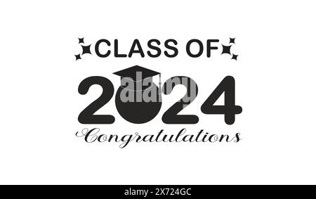 Class of 2024, word lettering script banner Congrats Graduation ...