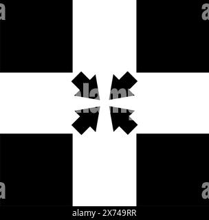 A symmetrical cross design composed of four quadrant shapes with curved ...