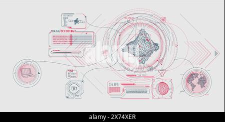 Futuristic geoscience software screen design with data decoding Stock ...