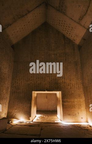A stone wall full of inscriptions and hieroglyphs in the Tomb of ...