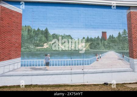Mural of river and Ritchie Wharf Park in downtown Newcastle in ...