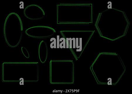 Hand drawn dashed line different shapes and line art. Doodles for ...