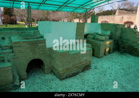 Ruins of ancient hammam in Samarkand, Uzbekistan and ancient city on ...