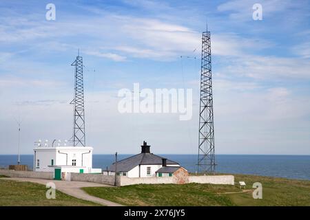 coastguard station and radio masts at flamborough head on the yorkshire ...
