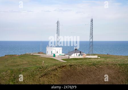 coastguard station and radio masts at flamborough head on the yorkshire ...