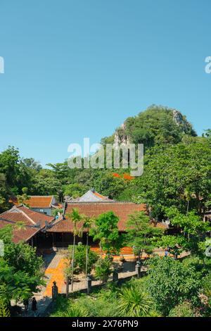 Aerial view of mountain of stone and marble quarries in the regional ...