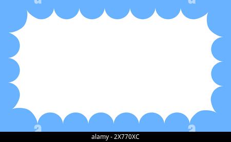 Cloudy wave curve edge frame. Wavy scalloped rectangle borders set ...