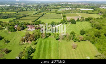 Aerial view of the Weald of Kent near the village of Boughton ...