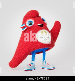 3D rendering of "The Phryges," the Paris Olympics mascot. These ...