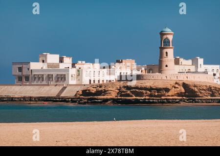 Al-Ayjah Lighthouse on the coast of the city of Sur, in eastern Oman ...