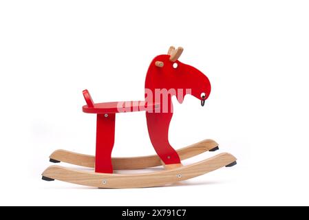 wooden rocking deer isolated on white background Stock Photo - Alamy