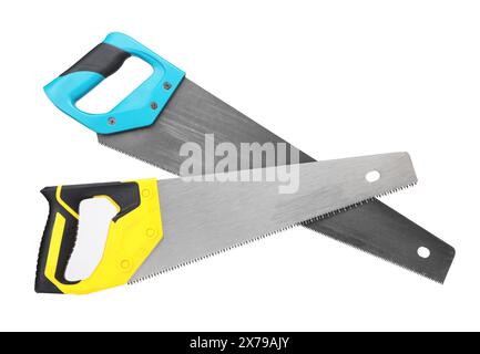 Saws with colorful handles isolated on white Stock Photo - Alamy
