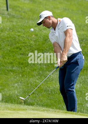Viktor Hovland, of Norway, hits from the fourth tee during the third round of the BMW ...