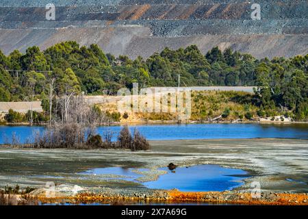 Waste dump and tailings dam near Savage River magnetite iron ore mine ...