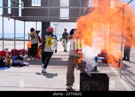 Fire brigade public display, practice, competition, contest in Nha ...