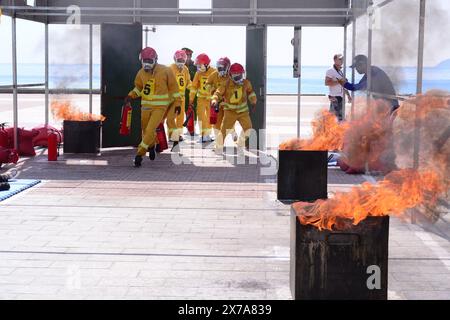 Fire brigade public display, practice, competition, contest in Nha ...
