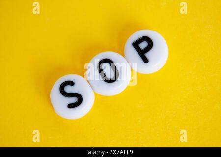 SOP representing standard operating procedures on yellow background ...