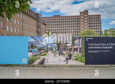 Siemens AG, Poster at the construction site of Siemens-Square, Rohrdamm ...