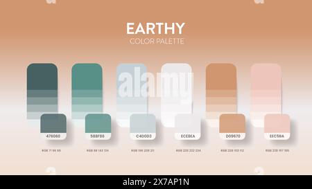 Color palette guide in Earthy colour theme collections. Color ...