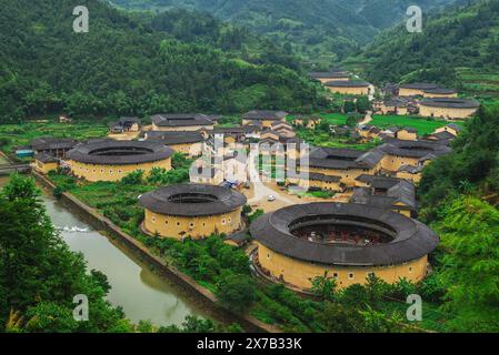 Tulou cluster at Hekeng Village of Shuyang Town, Nanjing County, Fujian ...