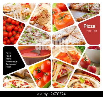 Pizza Concept Photo Collage. Can be used for visual stand, display ...