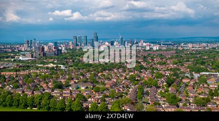 Ultra wide panoramic image of Manchester Cityscape taken from Longford ...
