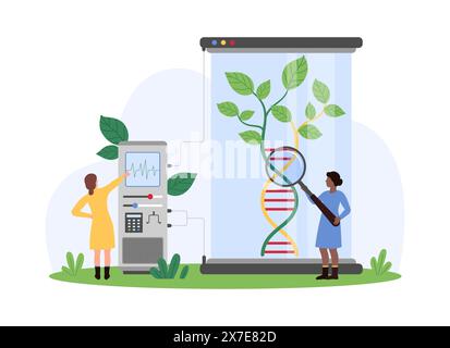 Biotechnology, research and growing plants in laboratory vector ...