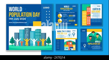 Population Day Social Media Background Flat Cartoon Hand Drawn ...