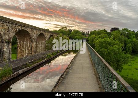 Evening mood at the Chirk Aqueduct & Viaduct, Wrexham, Clwyd, Wales, UK ...