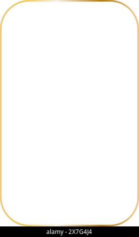Gold rectangular frame with rounded corners. Vector outline aesthetic border for invitations ...