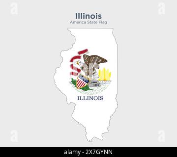 Illinois State Flag Map Illustration with clipping path Stock Photo - Alamy