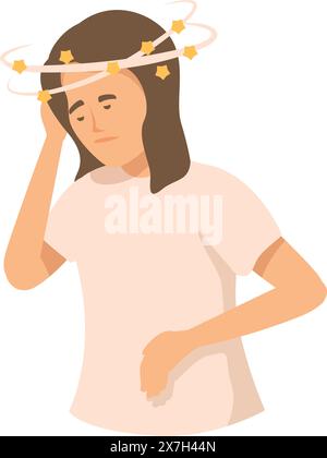 Illustration of a female with stars spinning around her head, depicting ...