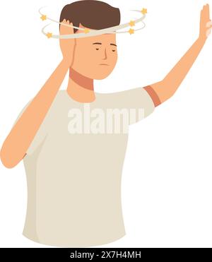 Illustration of a dizzy man with birds and stars circling his head ...