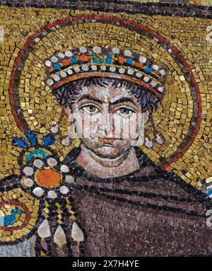 The Basilica of San Vitale, The mosaic of Emperor Justinian and his ...