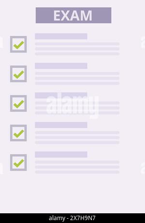 Illustration of a completed exam sheet with green checkmarks indicating ...